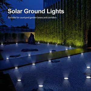 pozzolanas Solar Ground Lights 16 Packs - 8 LED Solar Garden Lights Outdoor Waterproof in-Upgraded Outdoor Garden Waterproof Bright in-Ground Lights for Lawn Pathway Yard Driveway(Cold White)