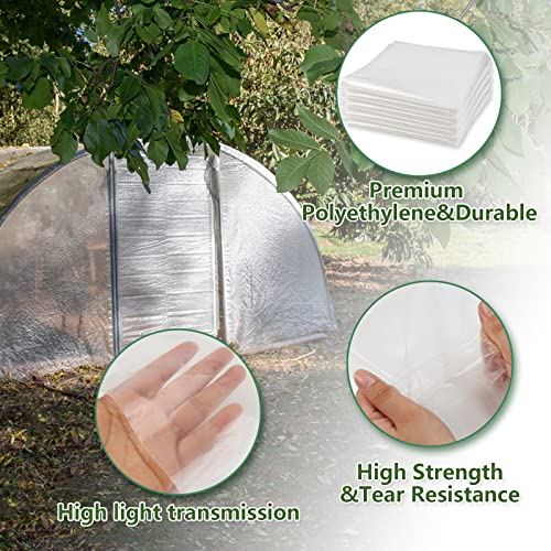 Greenhouse Film,4PCS 6.5x9.8Ft Clear Greenhouse Plastic Sheeting Cover,UV Resistant Polyethylene Film,for Horticulture,Garden and Agriculture,Apply to Greenhouse Plants Windproof Frost Dust Proof