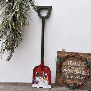 Attraction Design Snow Shovel for Kids Christmas Decoration, 23 x 5 Inch Small Metal Shovel Wood Handle Garden Tool with Decorative Christmas Snowman Pattern Xmas Gift for Children (Snowman Shovel)