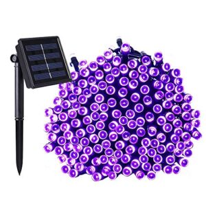 solar string lights, 200 led 72ft christmas lights string, outdoor string lights, led lighting string 8 modes waterproof, outdoor decorations for home party garden patio yard holidday lawn purple