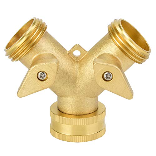 TOPINCN 3/4 Inch Double Outlet Water Pipe Fitting Brass Ball Valve Hose Fitting for Garden