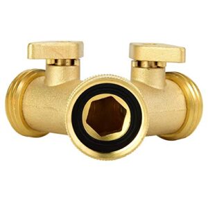 TOPINCN 3/4 Inch Double Outlet Water Pipe Fitting Brass Ball Valve Hose Fitting for Garden