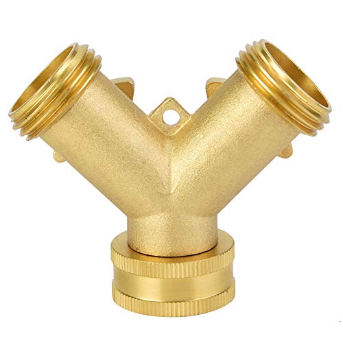 TOPINCN 3/4 Inch Double Outlet Water Pipe Fitting Brass Ball Valve Hose Fitting for Garden