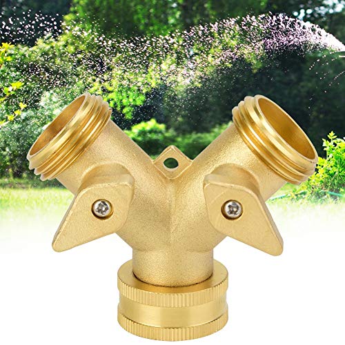 TOPINCN 3/4 Inch Double Outlet Water Pipe Fitting Brass Ball Valve Hose Fitting for Garden