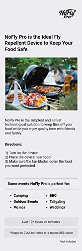 NoFly Pro, Bug Repellent, Fly Fan, Keep Flies Away from Your Food, Safe to Touch, Indoor and Outdoor, No Chemicals, Cleaner, Safer and Better Than Fly Swatters and Traps, 3 x 3 x 10 Inches (White)