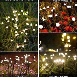 SKYK 10 LED Starburst Swaying Solar Lights,Solar Powered Firefly Lights Outdoor Waterproof,Fluttering by Wind Solar Garden Lights for Pathway Yard Patio Landscape Decor,Bright Warm White (2 Packs)