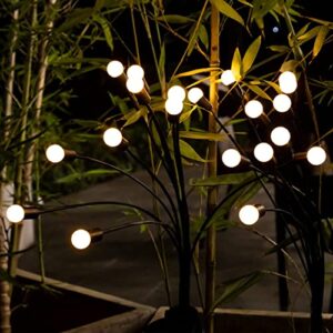 SKYK 10 LED Starburst Swaying Solar Lights,Solar Powered Firefly Lights Outdoor Waterproof,Fluttering by Wind Solar Garden Lights for Pathway Yard Patio Landscape Decor,Bright Warm White (2 Packs)