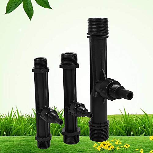 Fertilizer Injector Tube, Irrigation Venturi Fertilizer Injector with 1/2" 3/4” 1” Inch Agriculture Garden Fertilizer Mixer Injector Agriculture Tool Plastic Black(3/4inch)