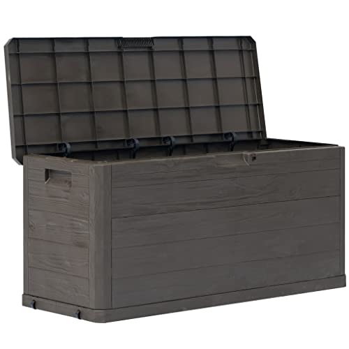 YEZIYIYFOB 74 gal Outdoor Storage Deck Box Garden Patio Storage Cabinet Chest Organizer Storing Pillow Tool Box Indoor Interior Container, Patio, Lawn Backyard Brown 46.1" x 17.7" x 22"