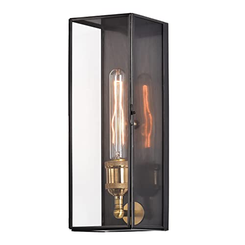 c cattleya Brass Outdoor Wall Sconce, Anti-Rust Exterior Light Fixtures with Tempered Glass, Waterproof Outdoor Porch Light for House Front Porch Garage Patio Hallway