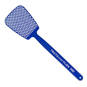 xinyijiayi truth over flies fly swatter, strong flexible manual fly swatter with small holes, long handle portable durable fly swatter, for home office car room garden yard blue one size