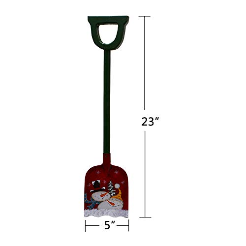 Kilipes Snow Shovel Decor Christmas Decoration, 23 X 5 Inch Small Garden Shovel with Metal Scoop and Wood D Handle Mini Shovel for Kids with Rustic Snowman Pattern (Snowman)