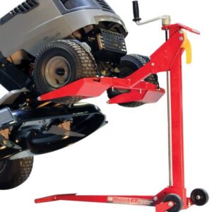 MoJack EZ Max - Residential Riding Lawn Mower Lift, 450lb Lifting Capacity, Fits Most Residential & Ztr Mowers, Folds Flat For Easy Storage, Use for Mower Maintenance Or Repair, Red