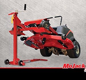 MoJack EZ Max - Residential Riding Lawn Mower Lift, 450lb Lifting Capacity, Fits Most Residential & Ztr Mowers, Folds Flat For Easy Storage, Use for Mower Maintenance Or Repair, Red