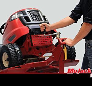 MoJack EZ Max - Residential Riding Lawn Mower Lift, 450lb Lifting Capacity, Fits Most Residential & Ztr Mowers, Folds Flat For Easy Storage, Use for Mower Maintenance Or Repair, Red