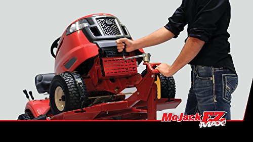 MoJack EZ Max - Residential Riding Lawn Mower Lift, 450lb Lifting Capacity, Fits Most Residential & Ztr Mowers, Folds Flat For Easy Storage, Use for Mower Maintenance Or Repair, Red