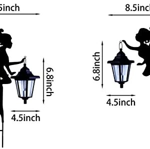 2 Pack Metal Fairy Solar Light Outdoor Decoration, Fairies Hanging Lantern with Ground Stakes Garden Decor, Black Decorative Sign Statue Silhouette Lamp for Outside Lawn, Patio Balcony Yard, Courtyard