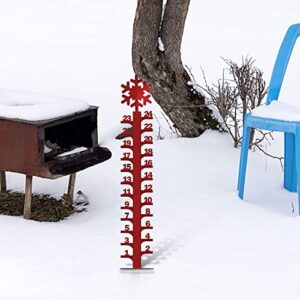 snow gauge outdoor, snow measuring stick outdoor, 24 inch iron art snow gauge, handmade metal snow measuring device outdoor rain snow depth gauge for yard garden lawn decor (snowflake/red)