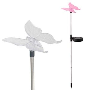 solar garden stake waterproof outdoor light with vivid color charging figurine –butterfly led garden landscape lawn lamp for flower beds backyards decoration, 1pack