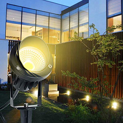 ELEGLO 9W LED Landscape Lights, Low Voltage Landscape Lighting,AC/DC 12V Security Bright Landscape Spotlight IP65 Waterproof for Garden Yard Pathway Wall Flag(10 Pack Warm White with Connector)