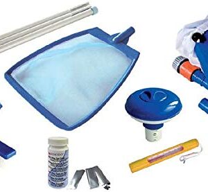 Kokido K483CBX 7 Piece Swimming Pool Starter Maintenance Chlorine Kit w/ Vacuum