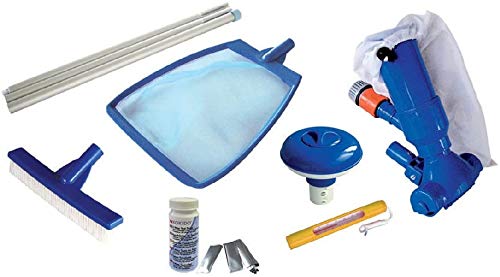 Kokido K483CBX 7 Piece Swimming Pool Starter Maintenance Chlorine Kit w/ Vacuum