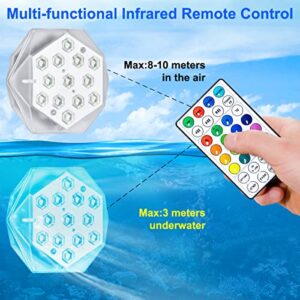 Pool Lights, Rechargeable Submersible LED Lights with Suction Cups & Remote Control IP68 Waterproof Pool Lights for Above Ground Pools 16 Color Underwater Lights for Pool Pond Hot Tub Aquarium(1 Pack)