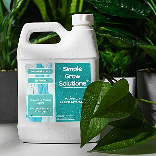 Liquid Surfactant, Non-Ionic - Accelerate Performance & Effectiveness of Foliar Fertilizer and Other Lawn & Garden Solutions - Better Wetting, Sticking & Absorption - 32 Ounce - Simple Grow Solutions