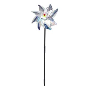 happyyami 2 sets reflective pinwheels birds deterrent bird repellent devices with bird repellent pinwheels effective reflection silver spinner for yard patio garden farm (silver)