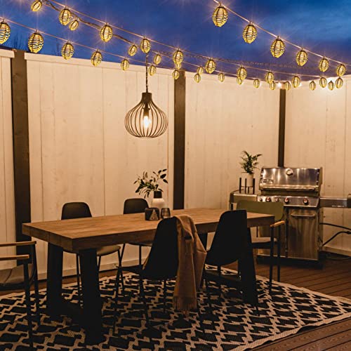 Vigdur Rattan Ball - Lantern String Lights with 10 Led Bulbs Plug in Decorative Lights for Indoor Outdoor Balcony Patio Garden Wedding Bedroom Decor