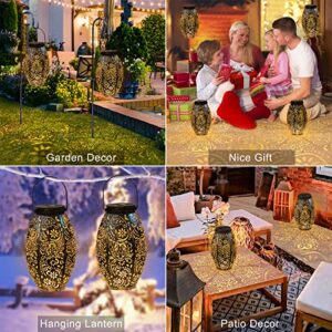 Owl Outdoor Solar Lanterns, Large Hanging Solar Lantern Outdoor Lights Decorative Waterproof for Garden, Patio, Yard, Lawn Ornaments (2Pack, Bronze)