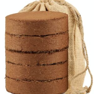 Expanding Organic Fiber Soil, Amazing Potting Soil for Indoor Plants & Herbs. Soil Discs Made from Coco Coir. Comes in Reusable Jute Bag.