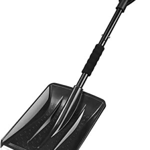 XIAOCAI Snow Shovel for Car, Large-Capacity Foldable Lightweight Aluminum Telescopic Portable Snow Shovel, Parent-Child Playing Snow, Shovel for Garden, Car, Camping with Extra Ice Scrape(Black)