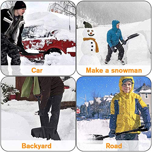 XIAOCAI Snow Shovel for Car, Large-Capacity Foldable Lightweight Aluminum Telescopic Portable Snow Shovel, Parent-Child Playing Snow, Shovel for Garden, Car, Camping with Extra Ice Scrape(Black)