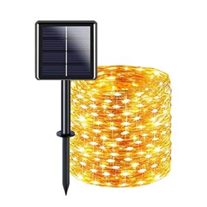 solar string lights outdoor, 72ft 200 led solar powered fairy lights with 8 modes, waterproof solar decoration copper wire lights for patio yard trees garden christmas wedding party (warm white)