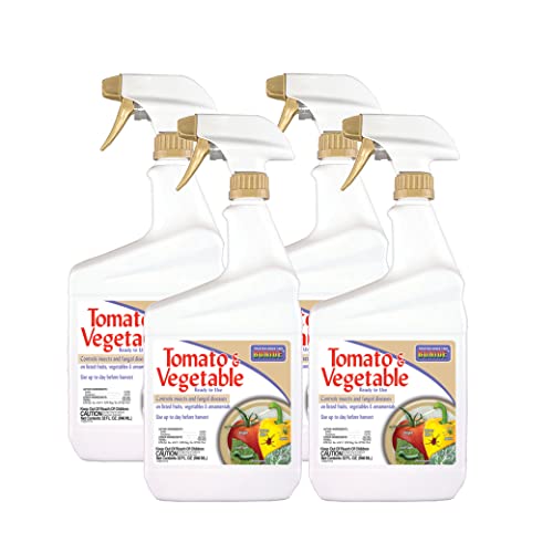 Bonide Tomato & Vegetable 3-in-1 Spray, Ready-to-Use, 32 oz, Pack of 4