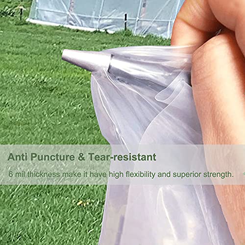 Yowlieu 12' x 25' Clear Greenhouse Plastic Sheeting, 6 Mil UV Resistant Polyethylene Greenhouse Film Hoop Green House Plastic Cover for Farms, Agriculture, Garden