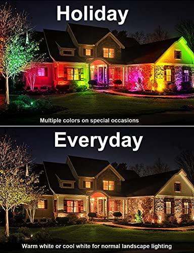 LCARED Landscape Lighting 18W RGBW LED Spotlights, Color Changing Lights with Remote Control 120V RGB Waterproof Flood Spot for Yard Garden Path Patio Tree (2 Pack), Black