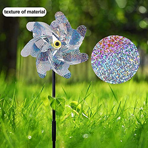 Pinkpaopao 10 PC Garden Outdoor Bird Scaring Magic Device - Reflective Pinwheels with Stakes Extra Sparkly Pin Wheel for Garden Decor Scare Birds Away from Yard Patio Farm