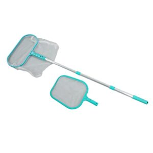 chiciris swimming pool leaf skimmer, pool skimmer net, swimming pool net plastic fine mesh efficient cleaning leaf rake with telescopic rod for garden