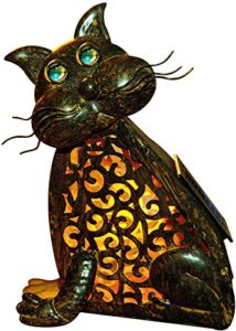 jayxc home cat lamp 3d solar garden decorations lights christmas yard feline metal figures outdoor zen welcome animal statue halloween night home patio led tail novelty vintage lucky shaped accent