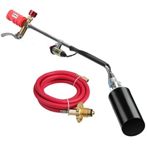 anbull propane torch weed burner, outdoor flame thrower with 6.5ft hose and push button igniter, high heat output 500,000btu flame weeder kit for weed, snow, charcoal, asphalt