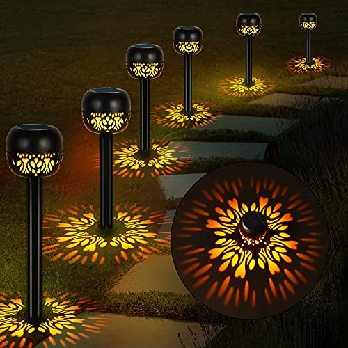 Doingart 6 Packs Solar Path Lights Outdoor Waterproof Led High Lumen,Outdoor Solar Garden Lights, Solar Power Landscape Lights for Patio Lawn Yard Landscape (Warm Color)