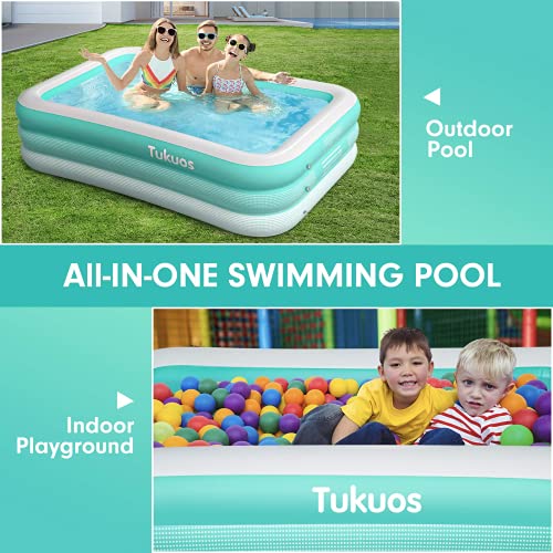 Large Inflatable Swimming Pool, Family-Sized Inflatable Kiddie Pool, Family Lounge Pool for Kids Adult Suitable for Backyard Outdoor Garden 96"" X 56"" X 22""