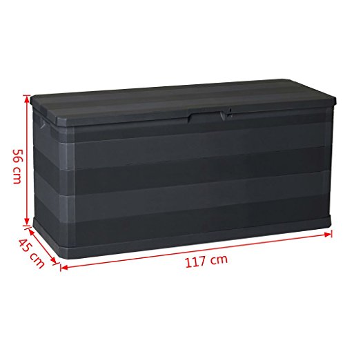 Festnight Garden Storage Deck Box Weather Resistant Storage Cabinet Cushions Pillows Blankets Toys Organizer for Patio Lawn Indoor Outdoor Furniture Black 46.1 x 17.7 x 22 Inches (L x W x H)