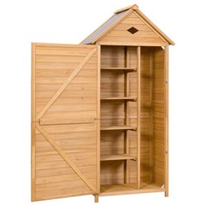 goplus outdoor storage shed locker wooden hutch for garden yard lawn