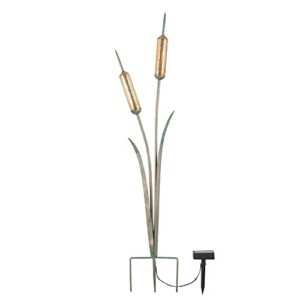 art & artifact cattail garden stake solar powered path light lighted garden stake, 35″