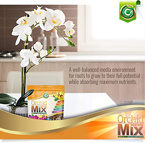 Organic Orchid Potting Mix - Made in USA - Premium Grade Recipe for Proper Root Development - Phalaenopsis, Cattleyas, Dendrobiums, Oncidiums and More! Fir Bark, Charcoal, Coconut Husk, Clay Pebbles