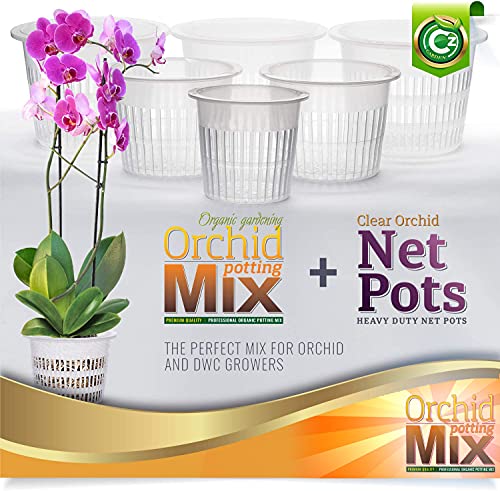 Organic Orchid Potting Mix - Made in USA - Premium Grade Recipe for Proper Root Development - Phalaenopsis, Cattleyas, Dendrobiums, Oncidiums and More! Fir Bark, Charcoal, Coconut Husk, Clay Pebbles