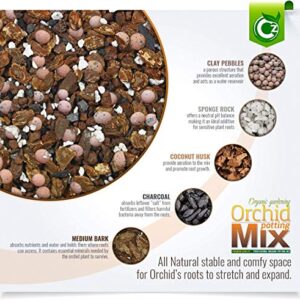 Organic Orchid Potting Mix - Made in USA - Premium Grade Recipe for Proper Root Development - Phalaenopsis, Cattleyas, Dendrobiums, Oncidiums and More! Fir Bark, Charcoal, Coconut Husk, Clay Pebbles